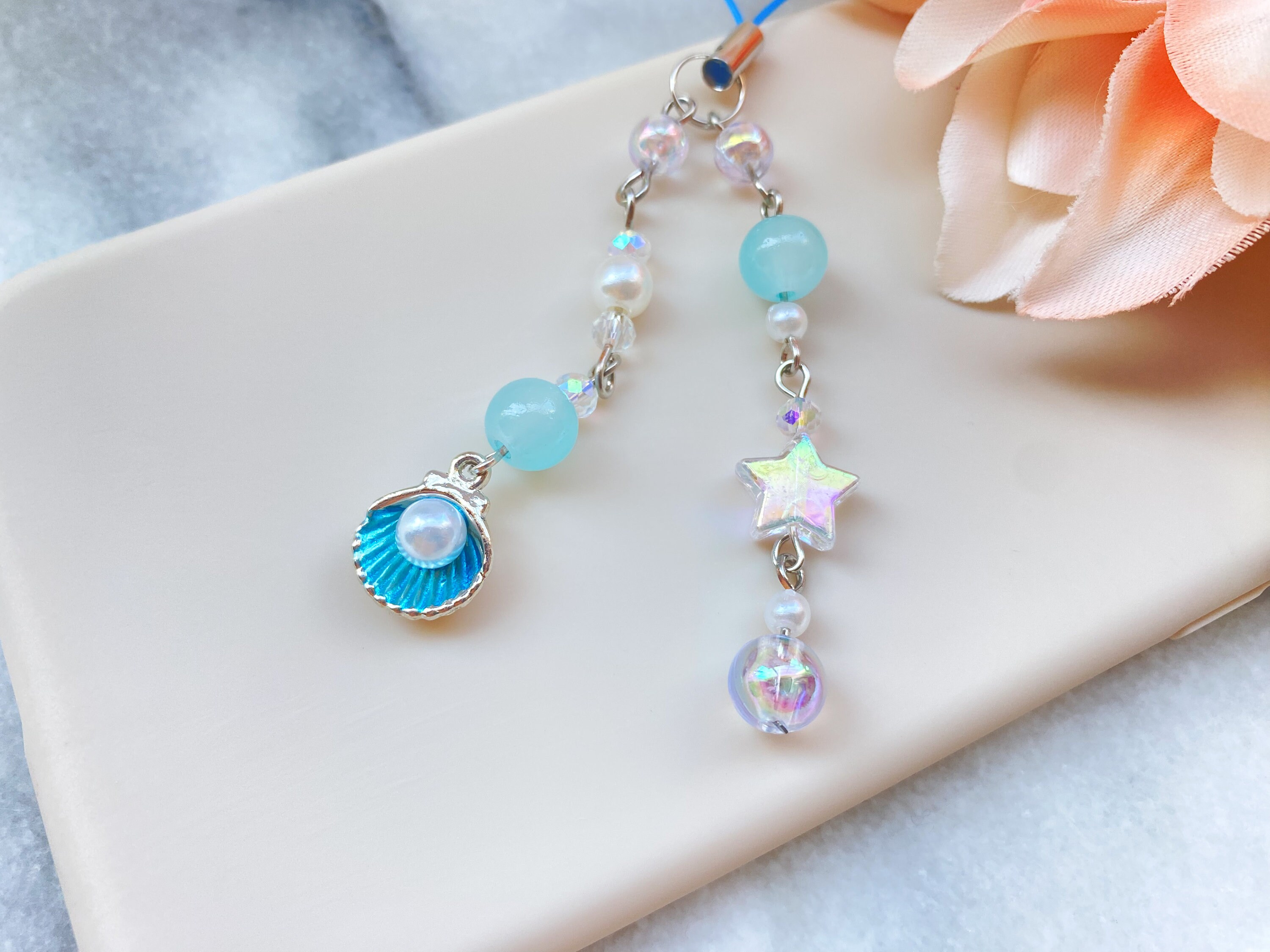 Blue Pearl Shell Phone Charms, Kawaii Keychain, Y2k Charms, Handmade ...