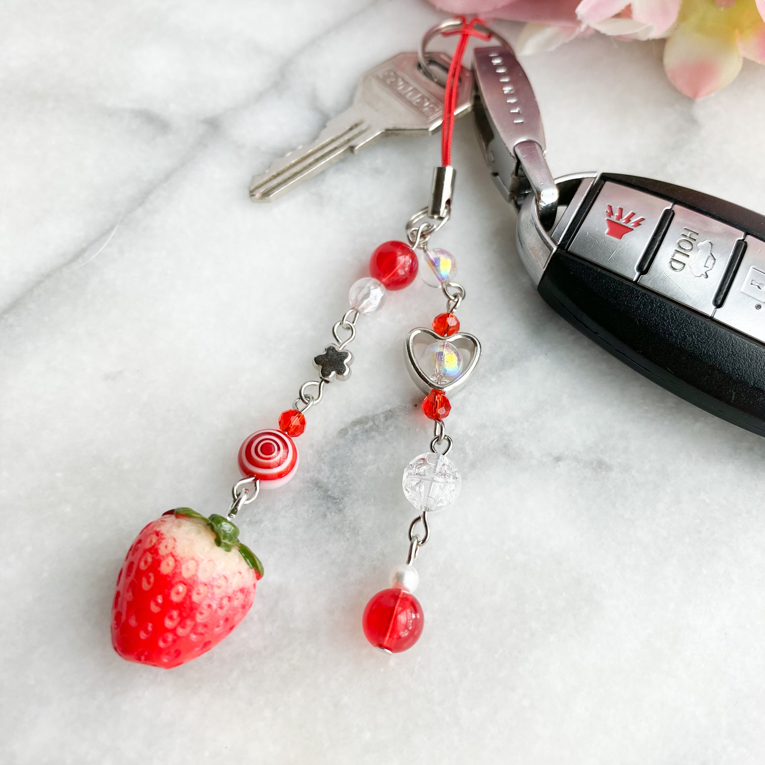 Aesthetic Strawberry Phone Charms Kawaii Keychain Y2k - Etsy