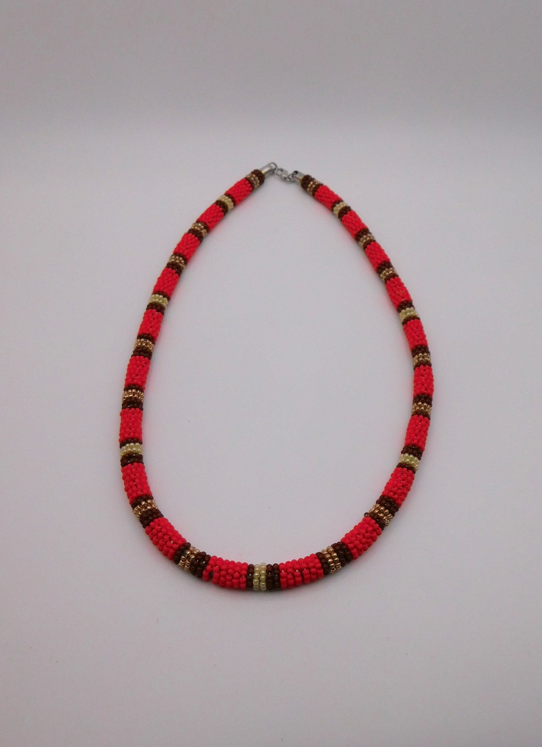 Red Beaded Necklace - Etsy