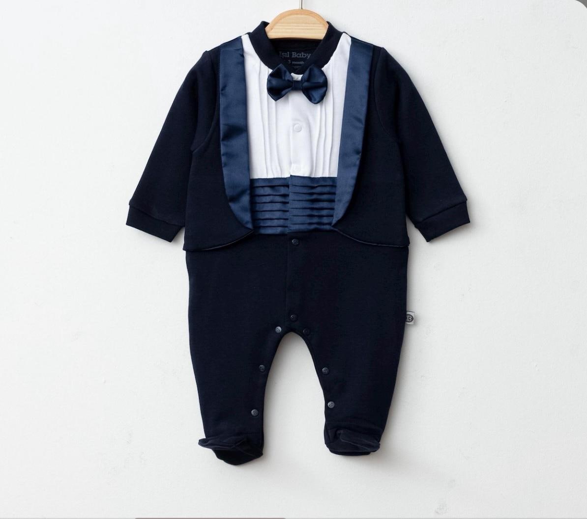 Baby Boy Tuxedo Romper | Formal Bow Tie Outfit, Photoshoot Suit - Etsy