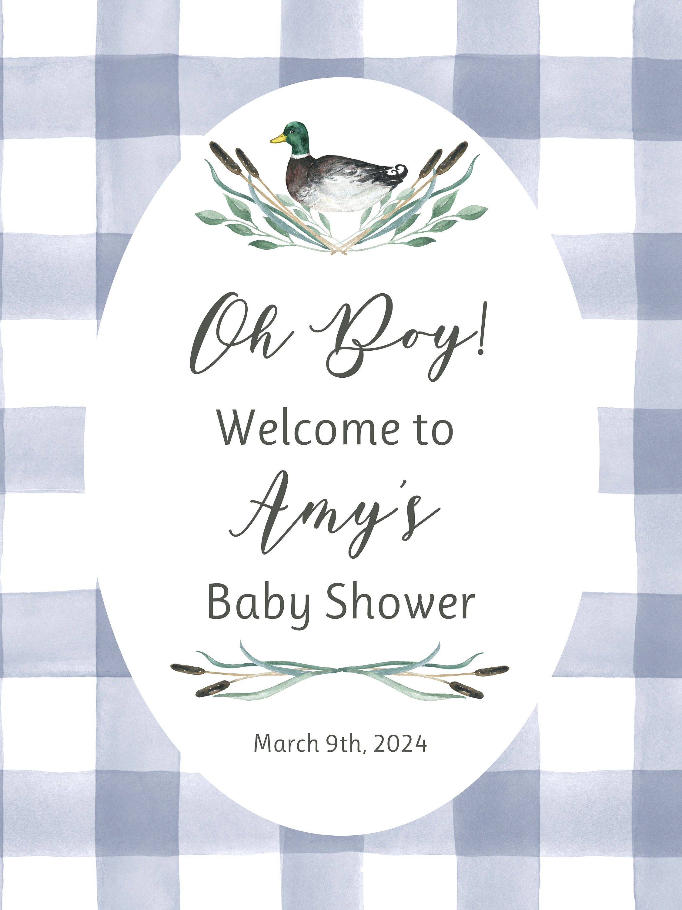 Duck Themed Baby Shower Poster | Welcome Sign | Oh Boy! Baby Shower ...