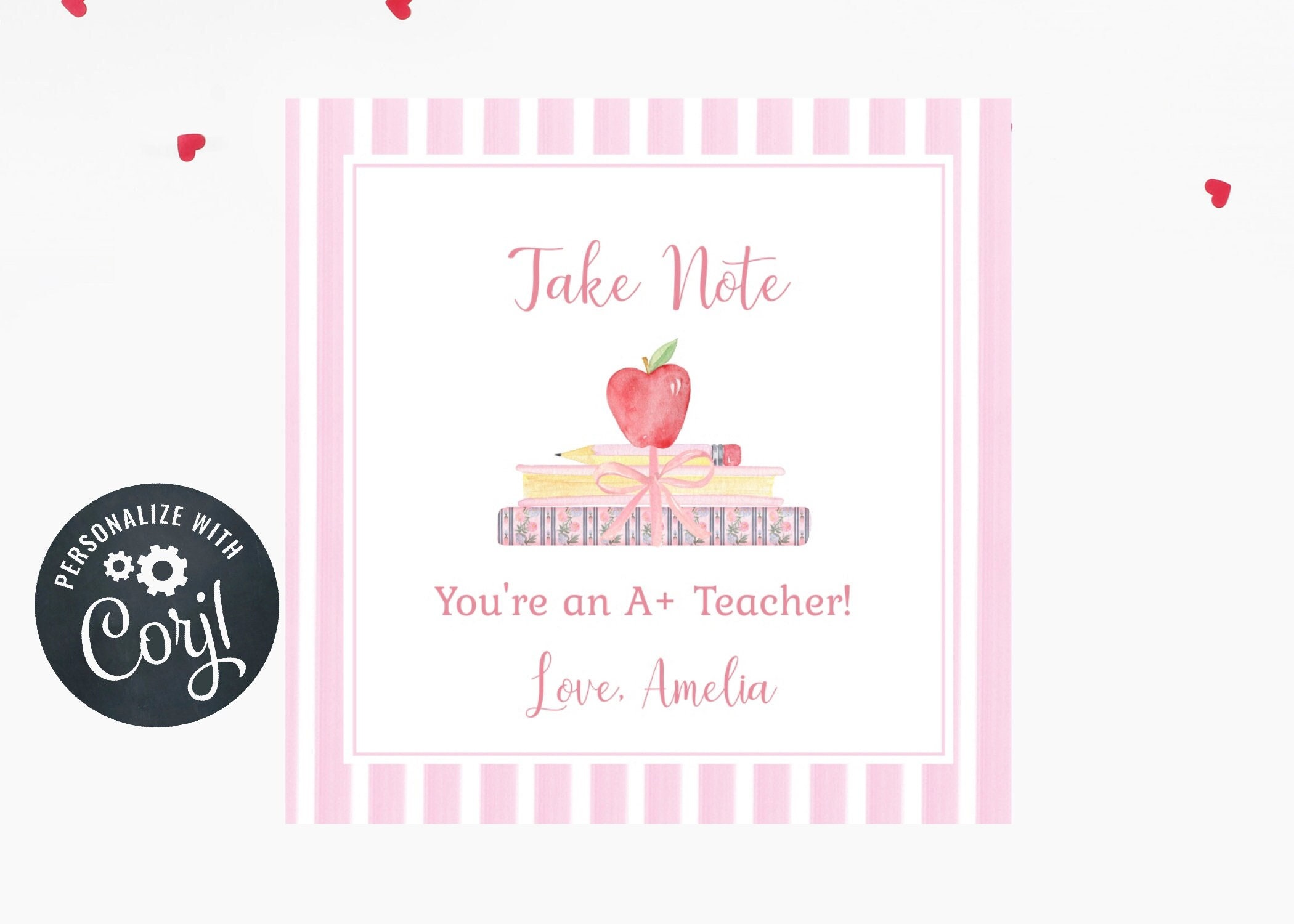 Printable Teacher Appreciation Gift Tag: Customizable Apple Design (PDF ...