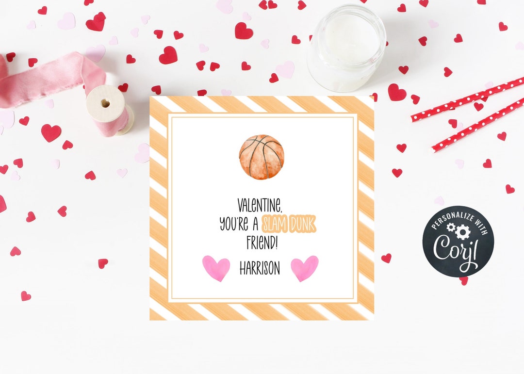 Basketball Valentine | Slam Dunk Friend Card (digital Download) - Etsy