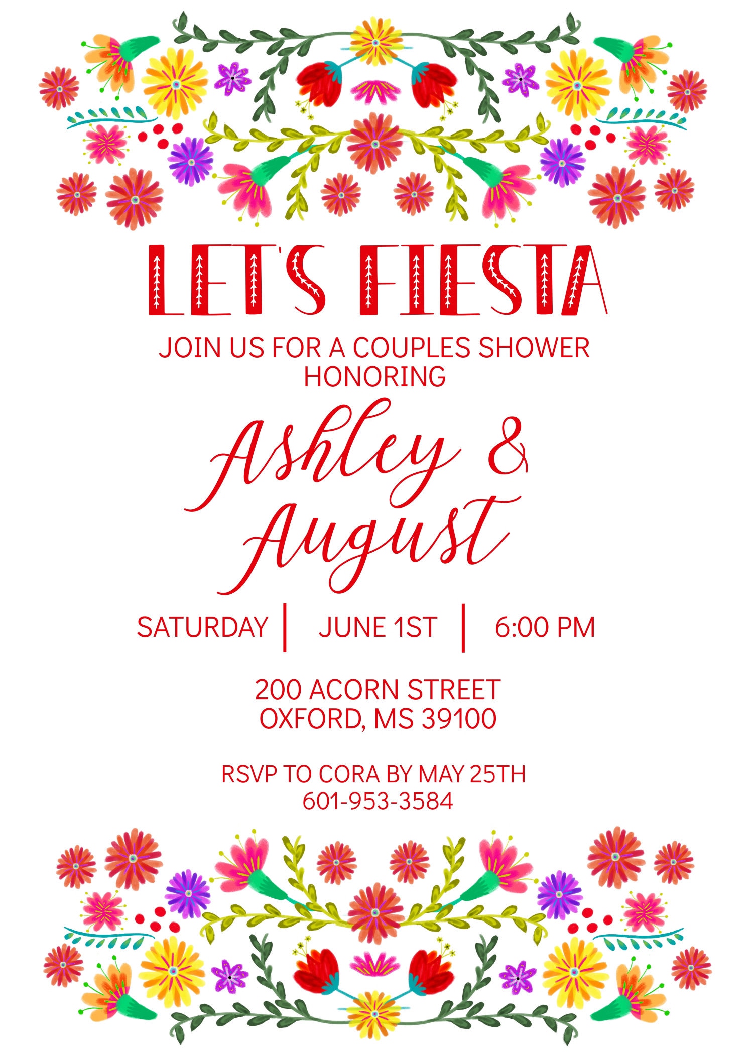 Printable Fiesta Couples Shower Invitation: Taco Bar, Cinco De Mayo ...