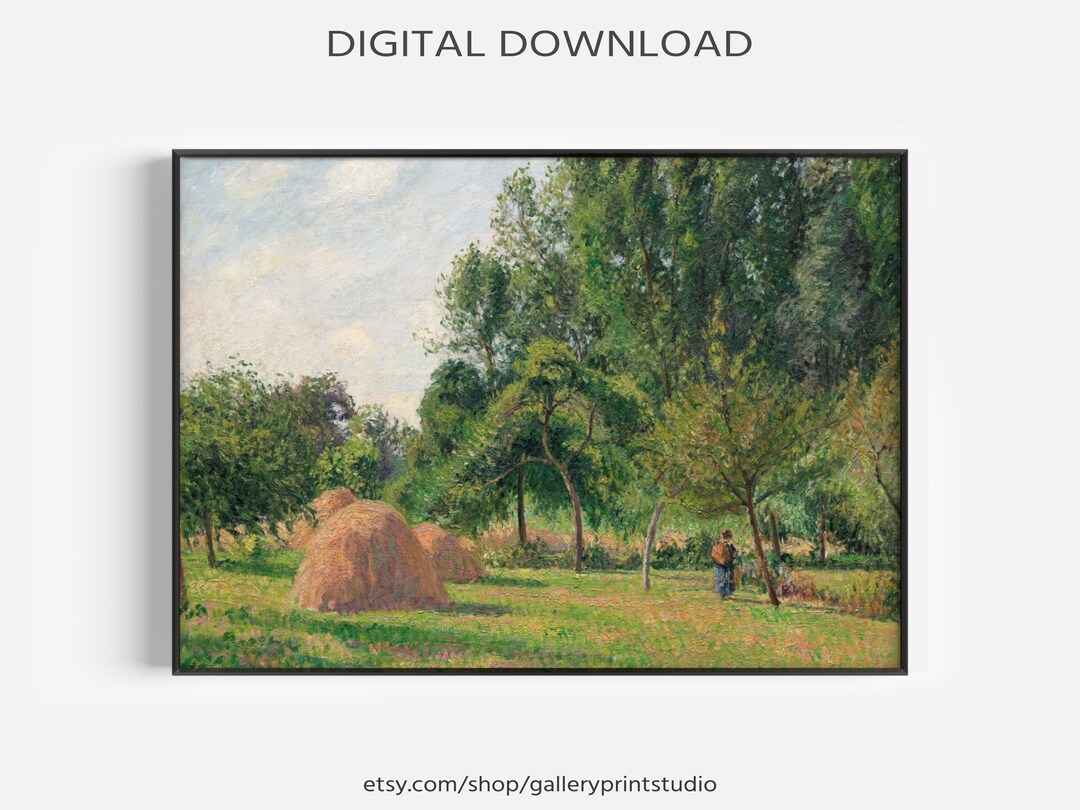Monet French Country Haystacks Wall Art Green Famous - Etsy