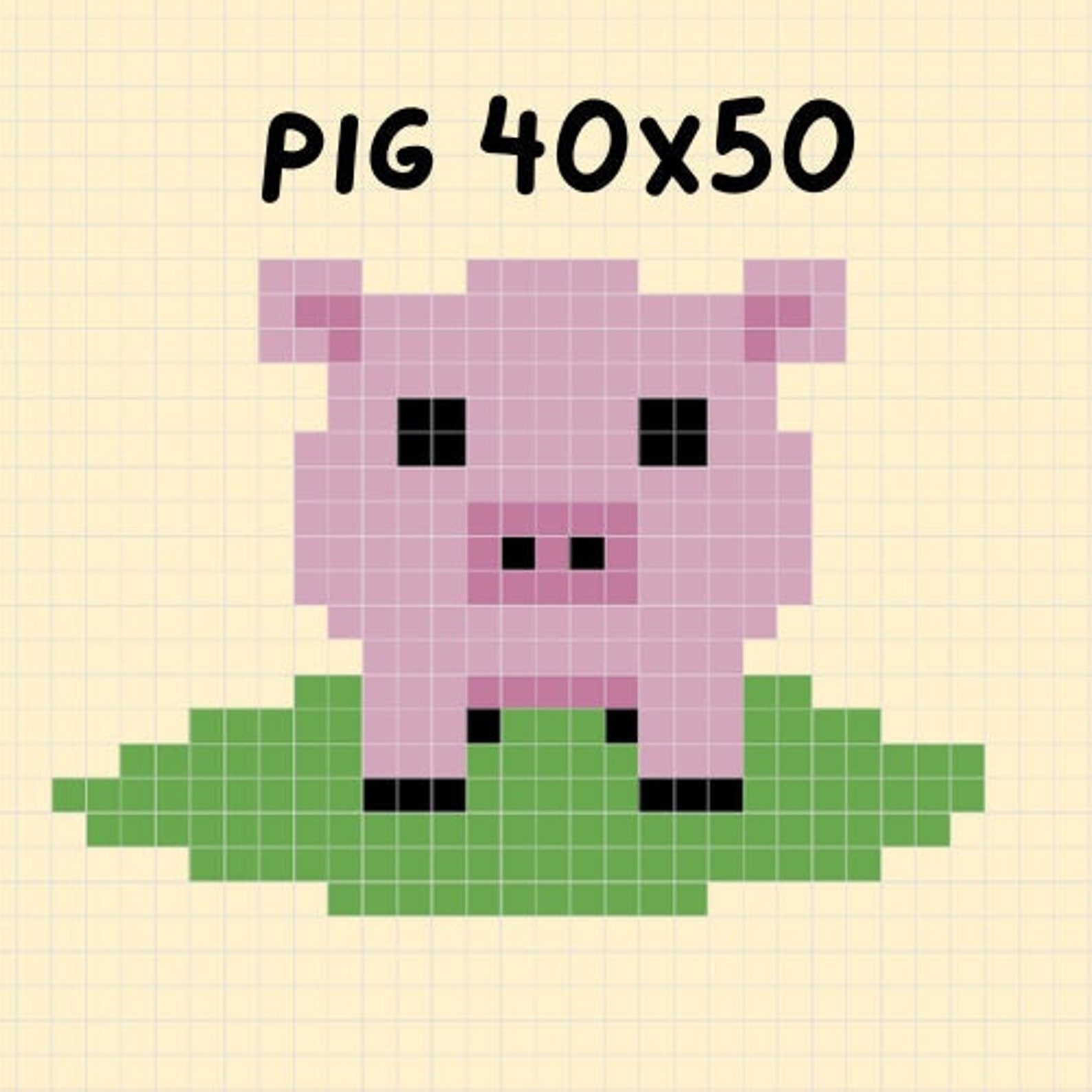 Pig Digital Pattern 40x50 Stitches - PDF Pattern - Etsy
