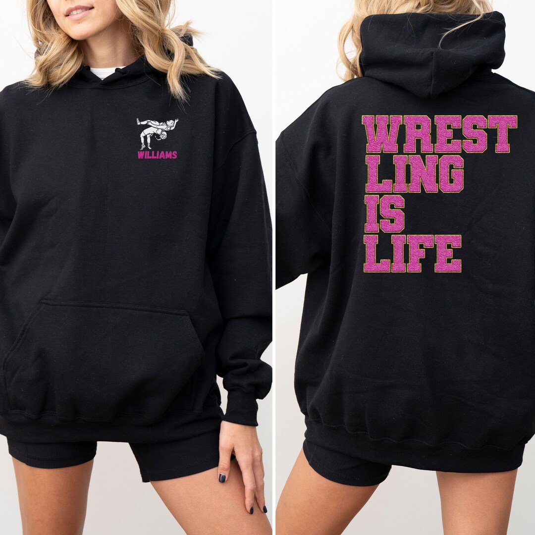 Personalized Girl's Wrestling Hoodie, Custom Name Wrestling Sweatshirt ...