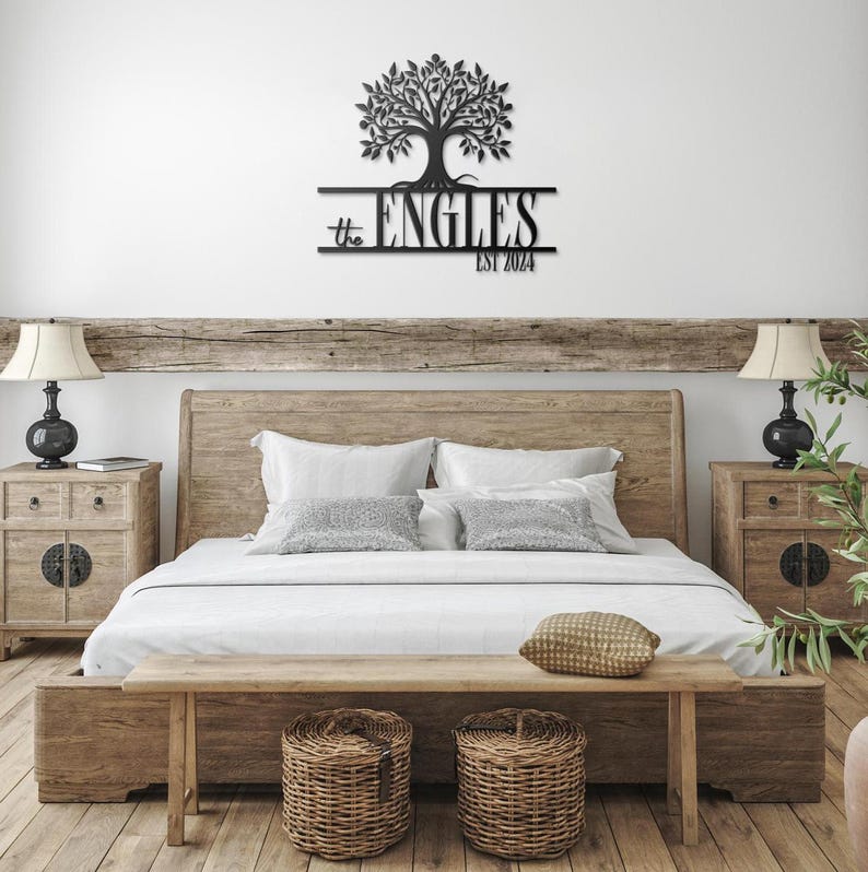 Personalized Family Tree Last Name Metal Sign–elegant Custom Home Decor ...