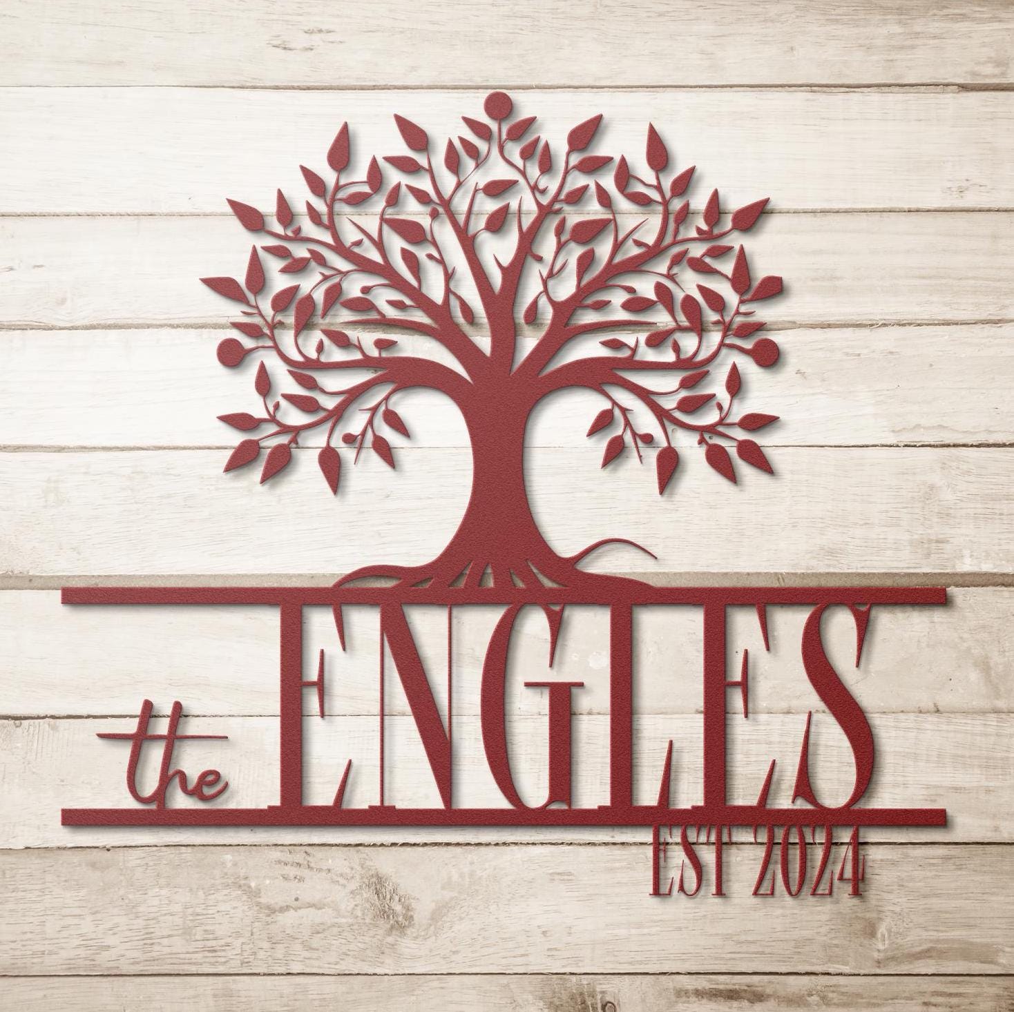 Personalized Family Tree Last Name Metal Sign–elegant Custom Home Decor ...