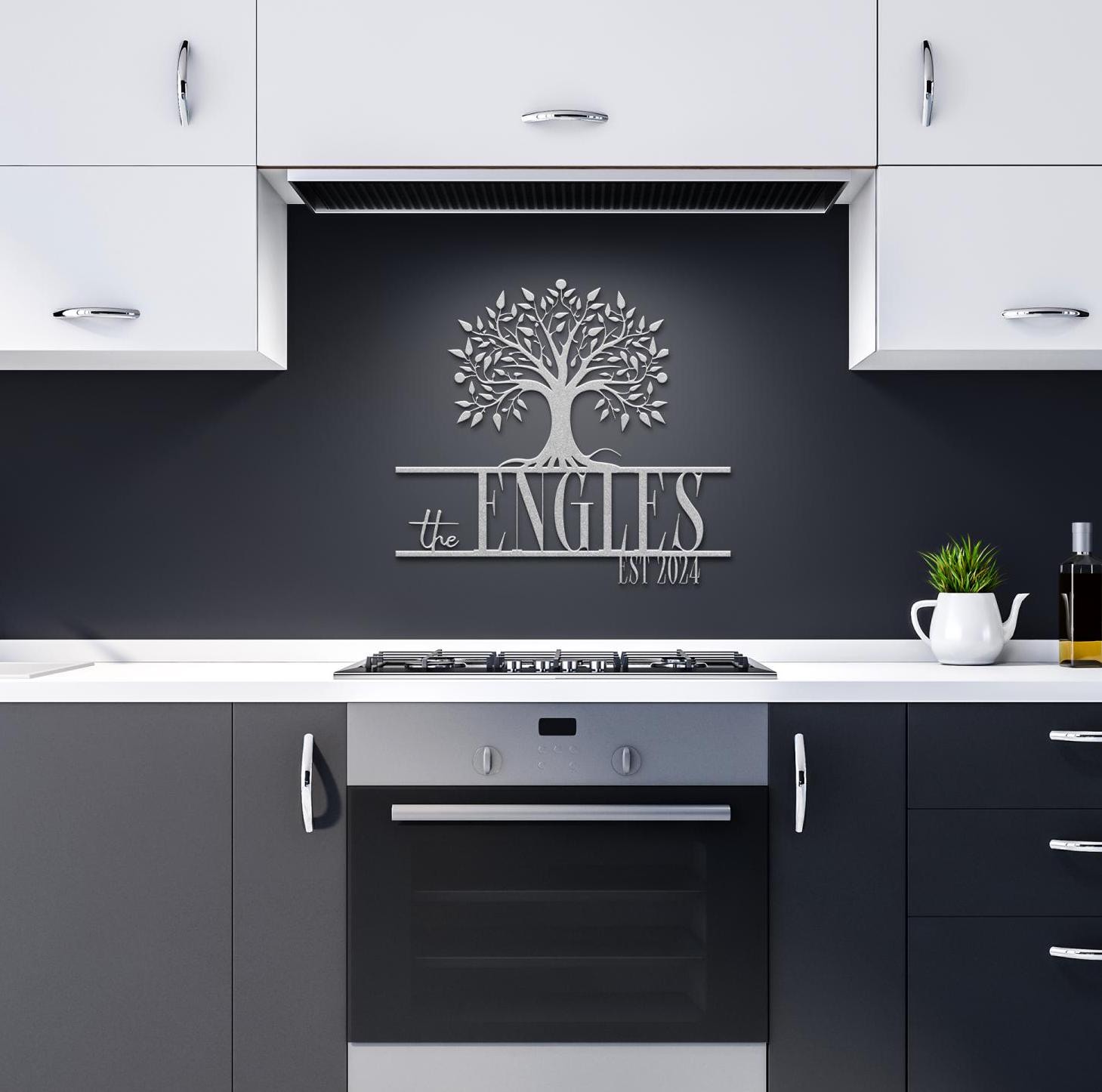 Personalized Family Tree Last Name Metal Sign–elegant Custom Home Decor ...