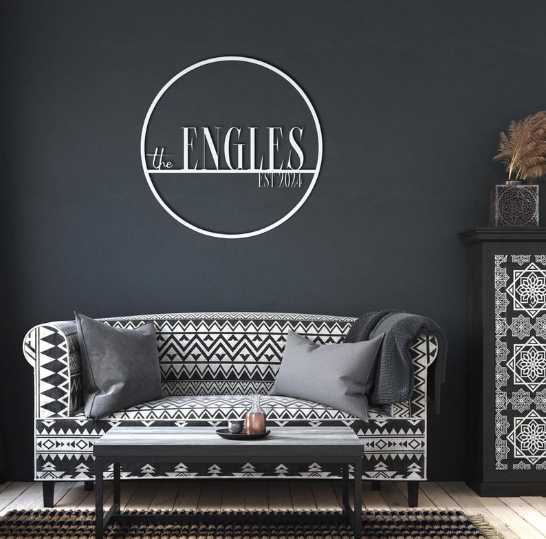 Personalized Circle Last Name Metal Sign–custom Home Decor, Round ...