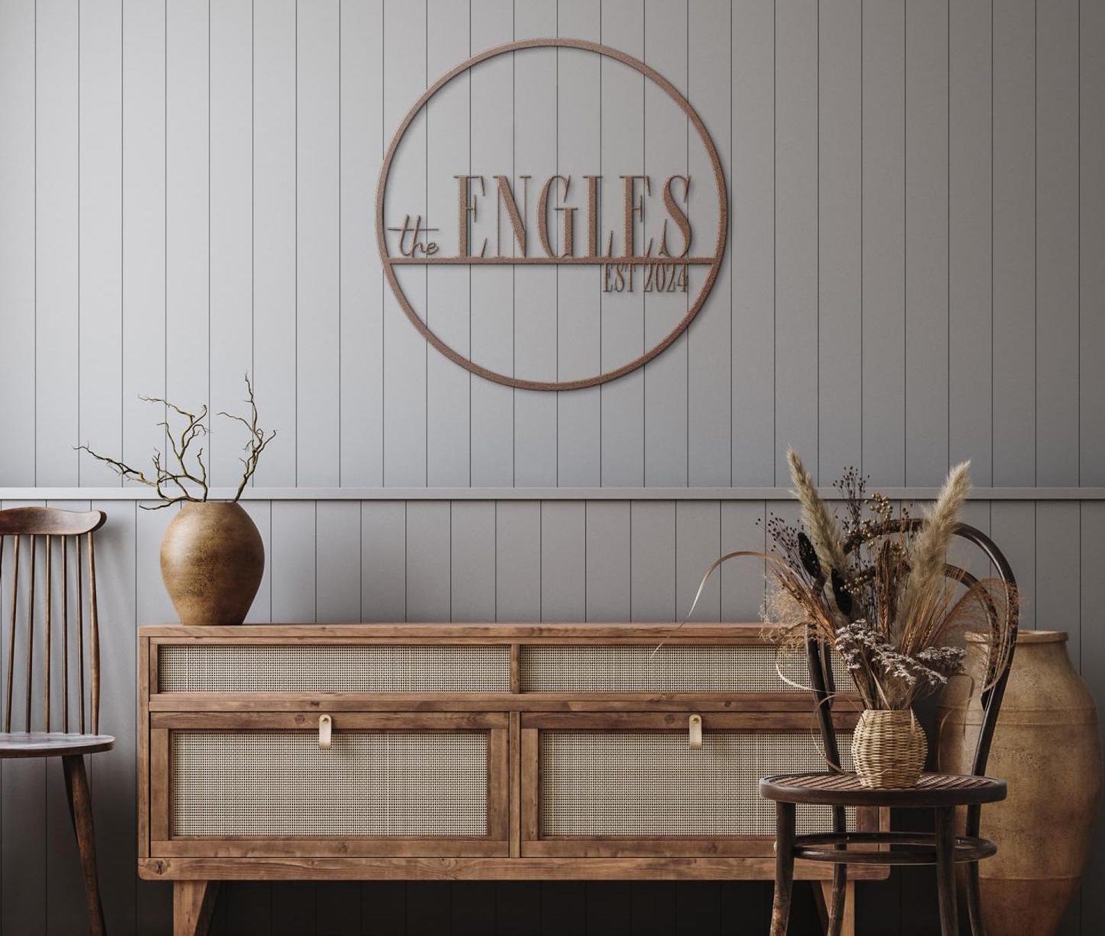 Personalized Circle Last Name Metal Sign–custom Home Decor, Round ...
