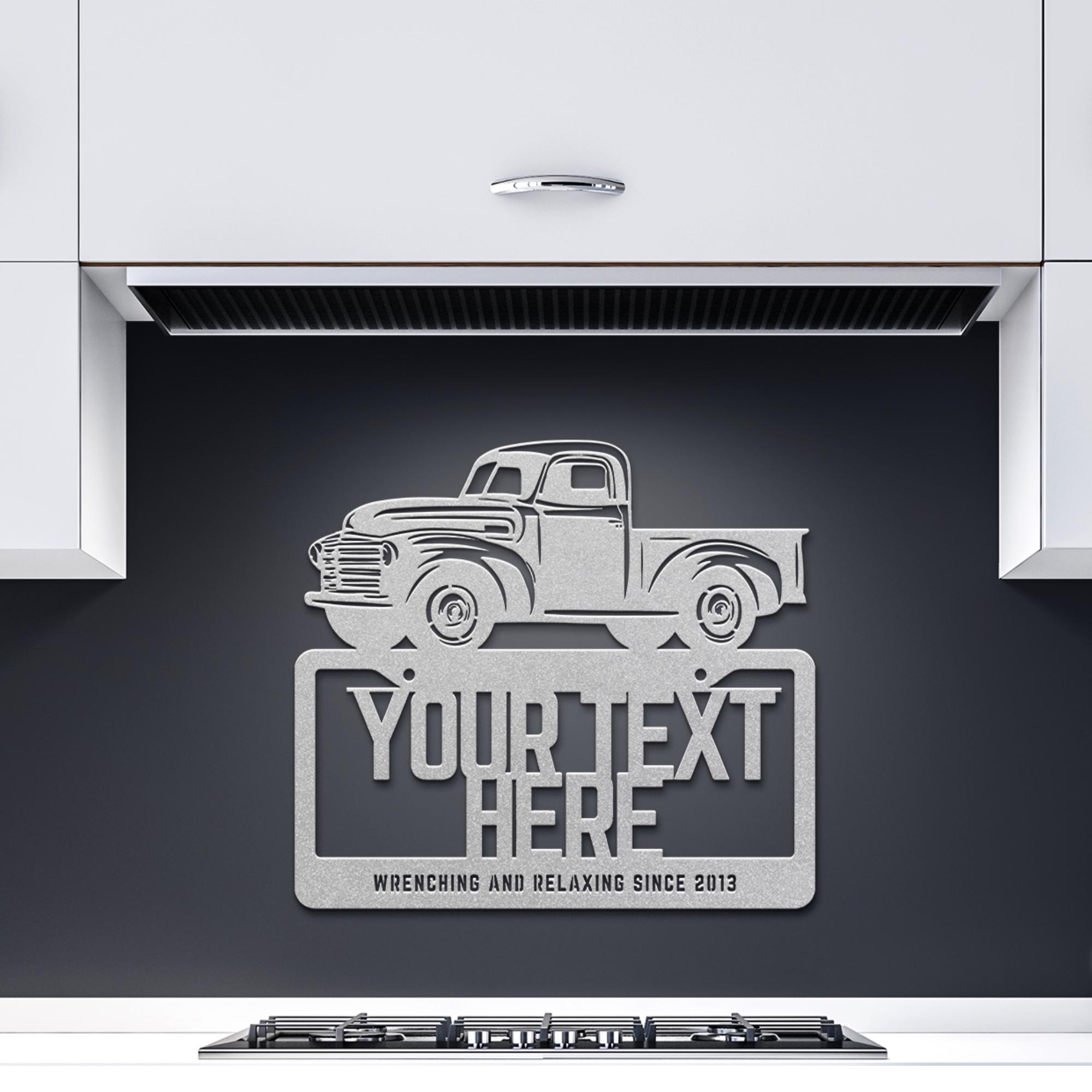 Personalized Metal Pickup Truck Sign, Gift for Dad, Metal Custom Garage ...