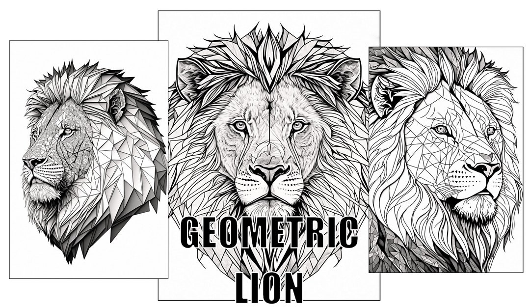 15 Geometric Lion Coloring Pages! - Etsy