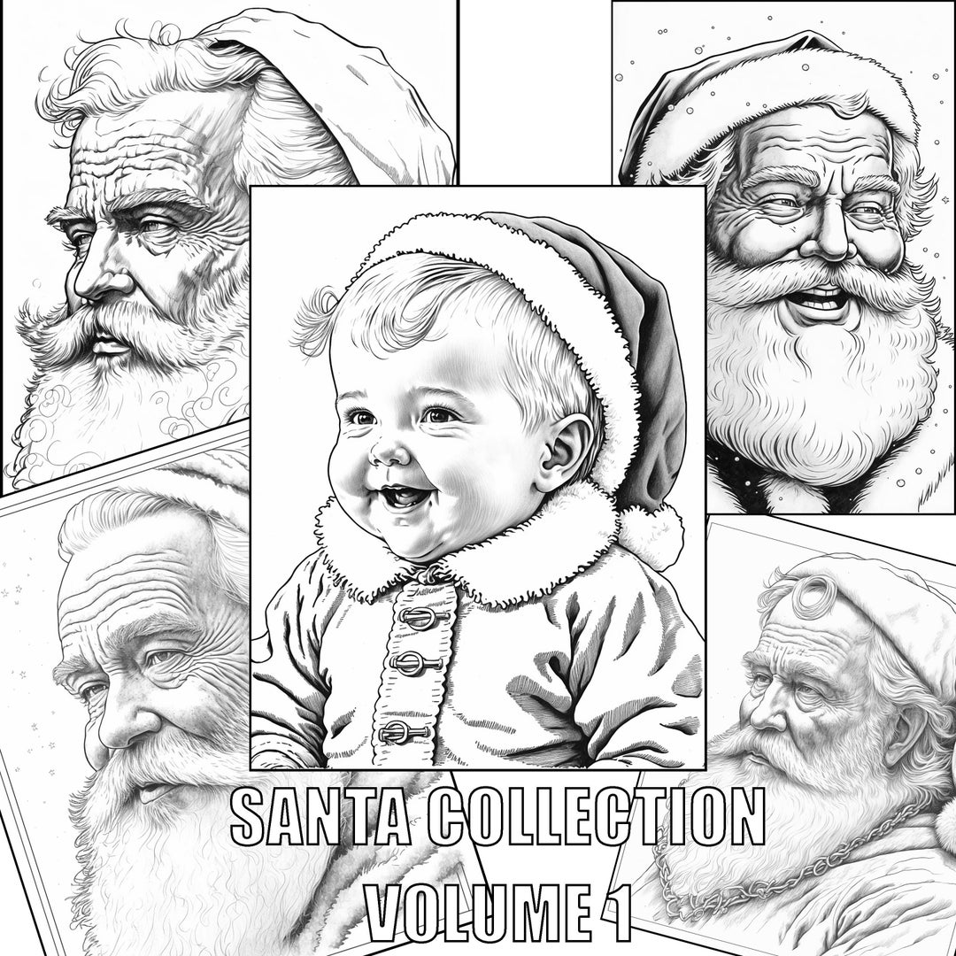 Santa Coloring Pages Volume 1 - Etsy