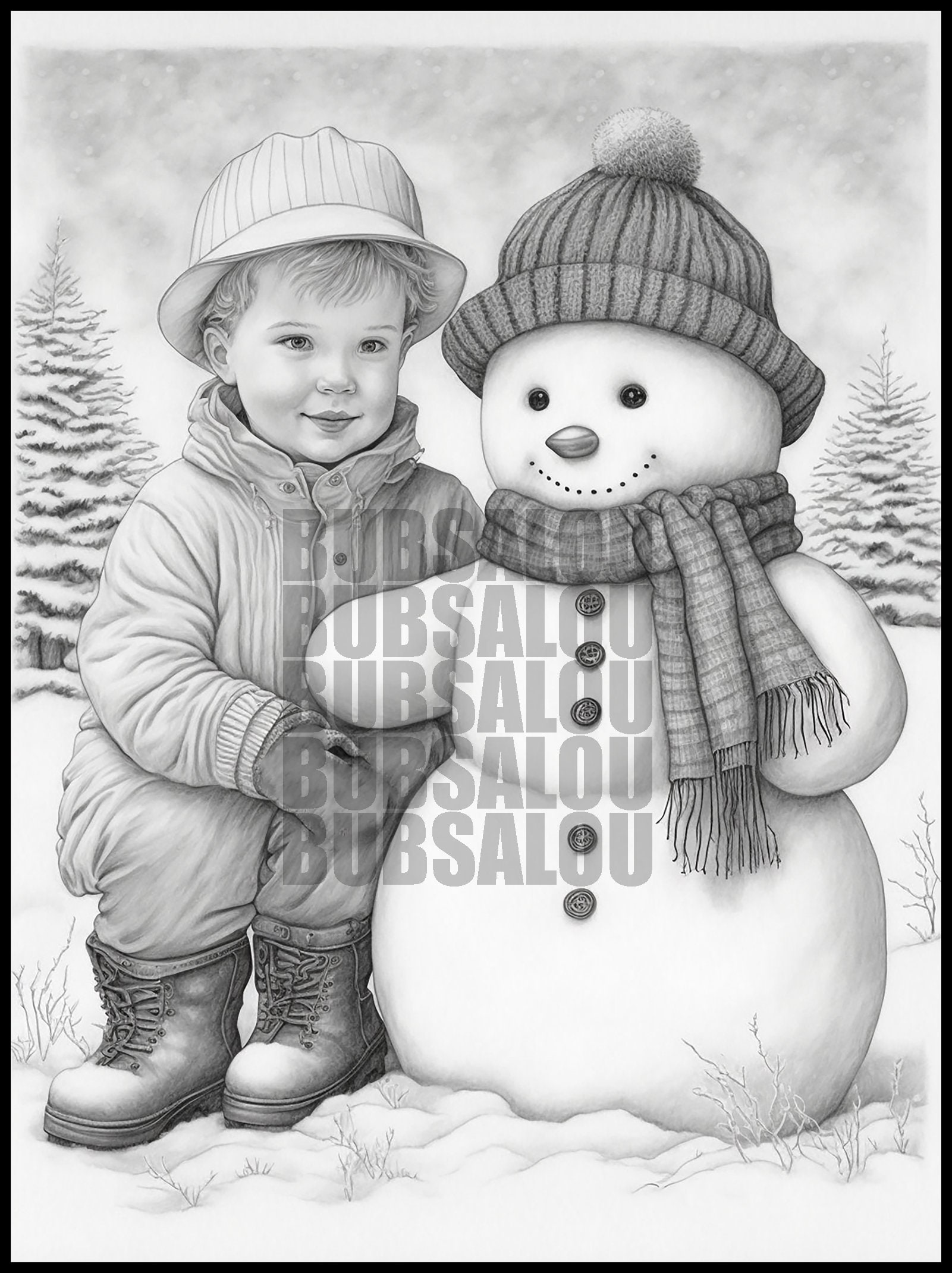 Coloring Book Pages Snow Collection Volume 1 Snowman and Snowdogs - Etsy