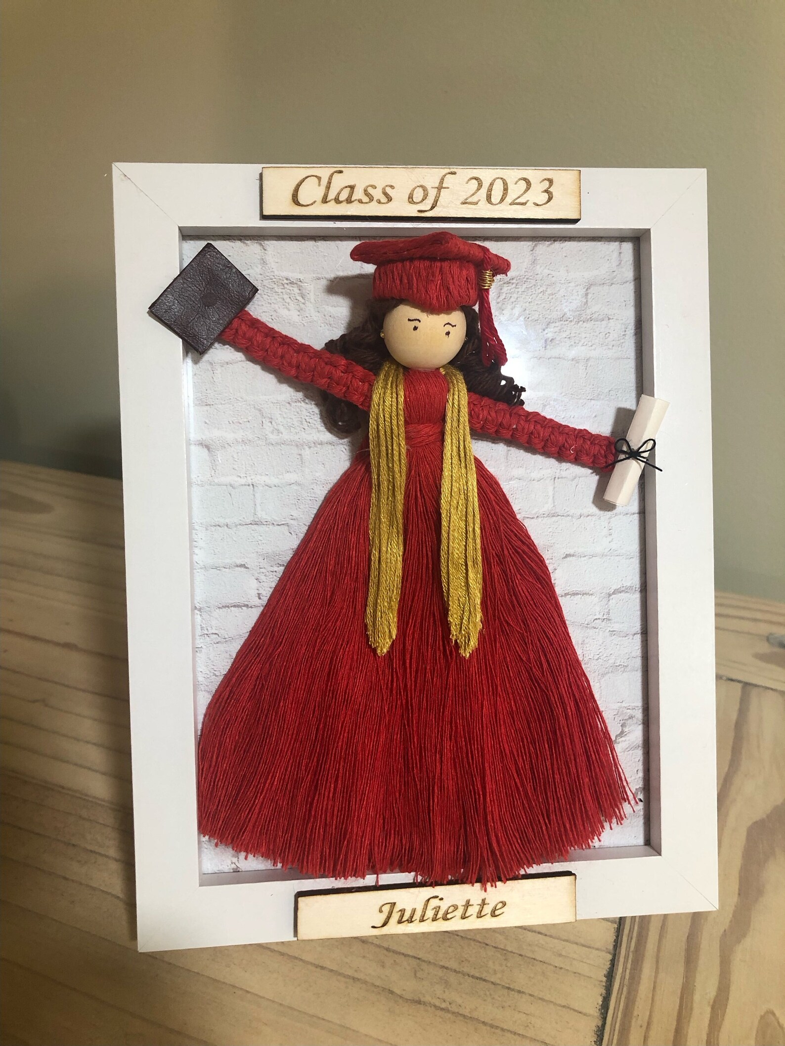 Personalized Macrame Doll, Graduation Doll, Macrame Doll on Frame ...