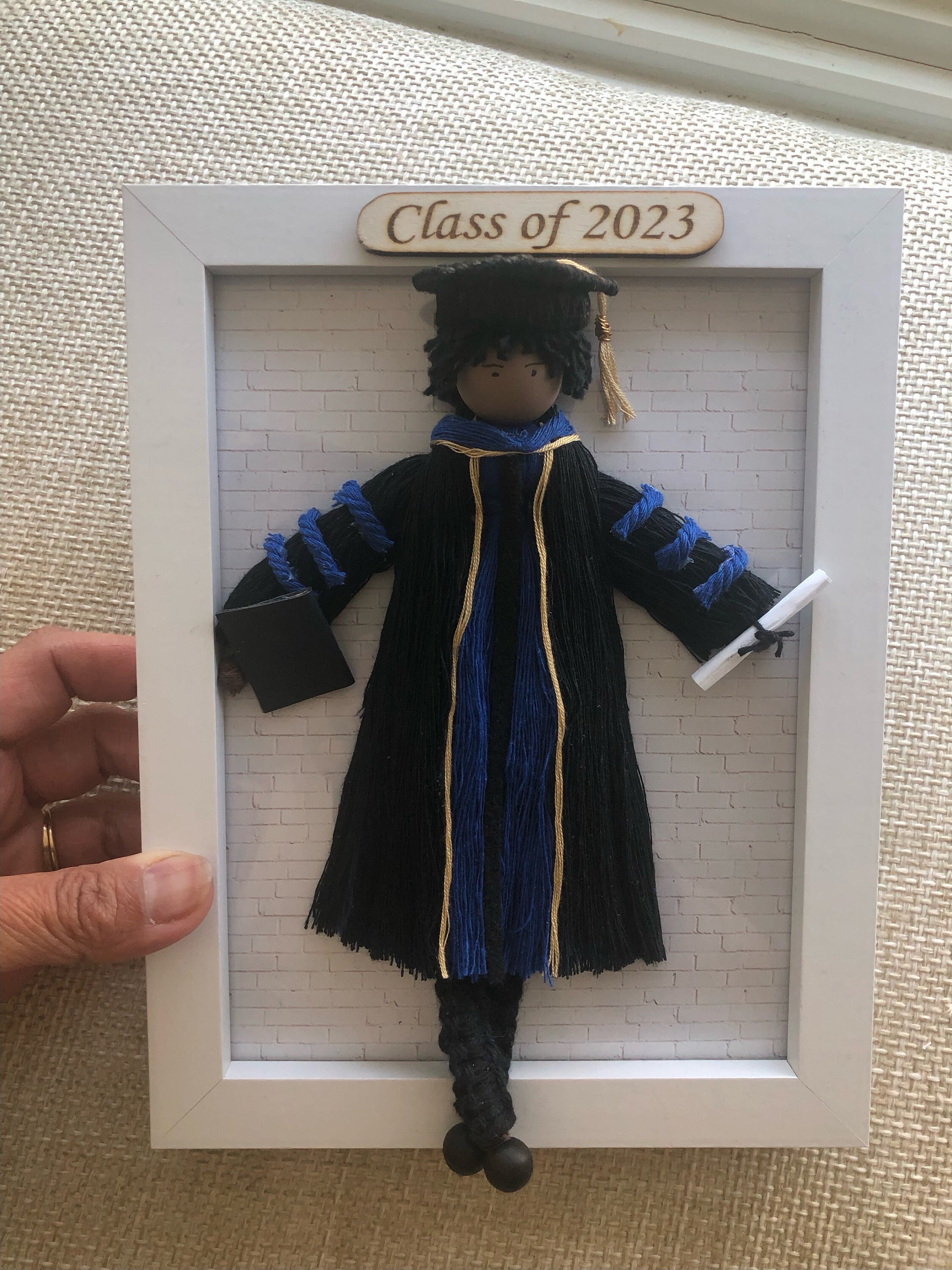 Personalized Macrame Doll, Graduation Doll, Macrame Doll on Frame ...