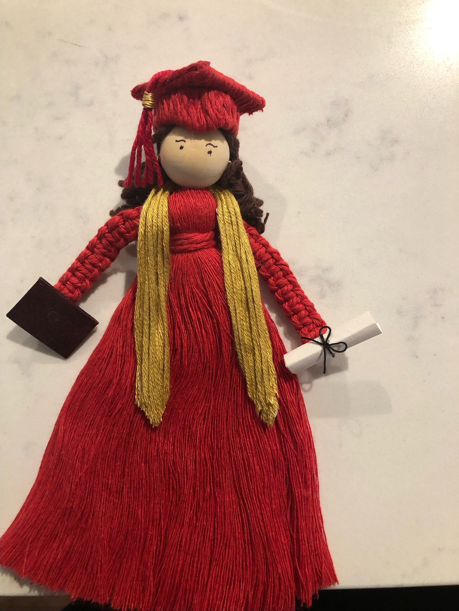 Personalized Macrame Doll, Graduation Doll, Macrame Doll on Frame ...