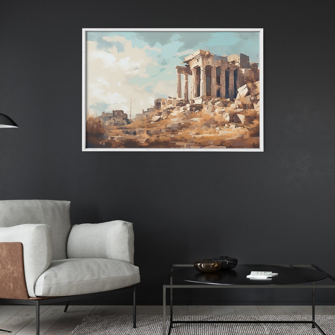 Ancient Ruins Decor Vintage Print Archaeological Site Digital Oil ...