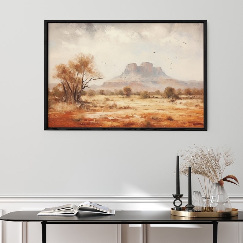Australian Outback Decor Vintage Print | Desert Wilderness Digital Oil ...