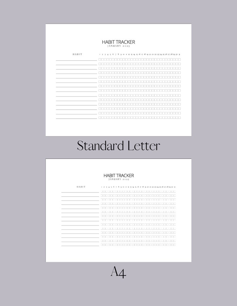 Monthly Habit Tracker Printable Landscape, Habit Tracker Template ...