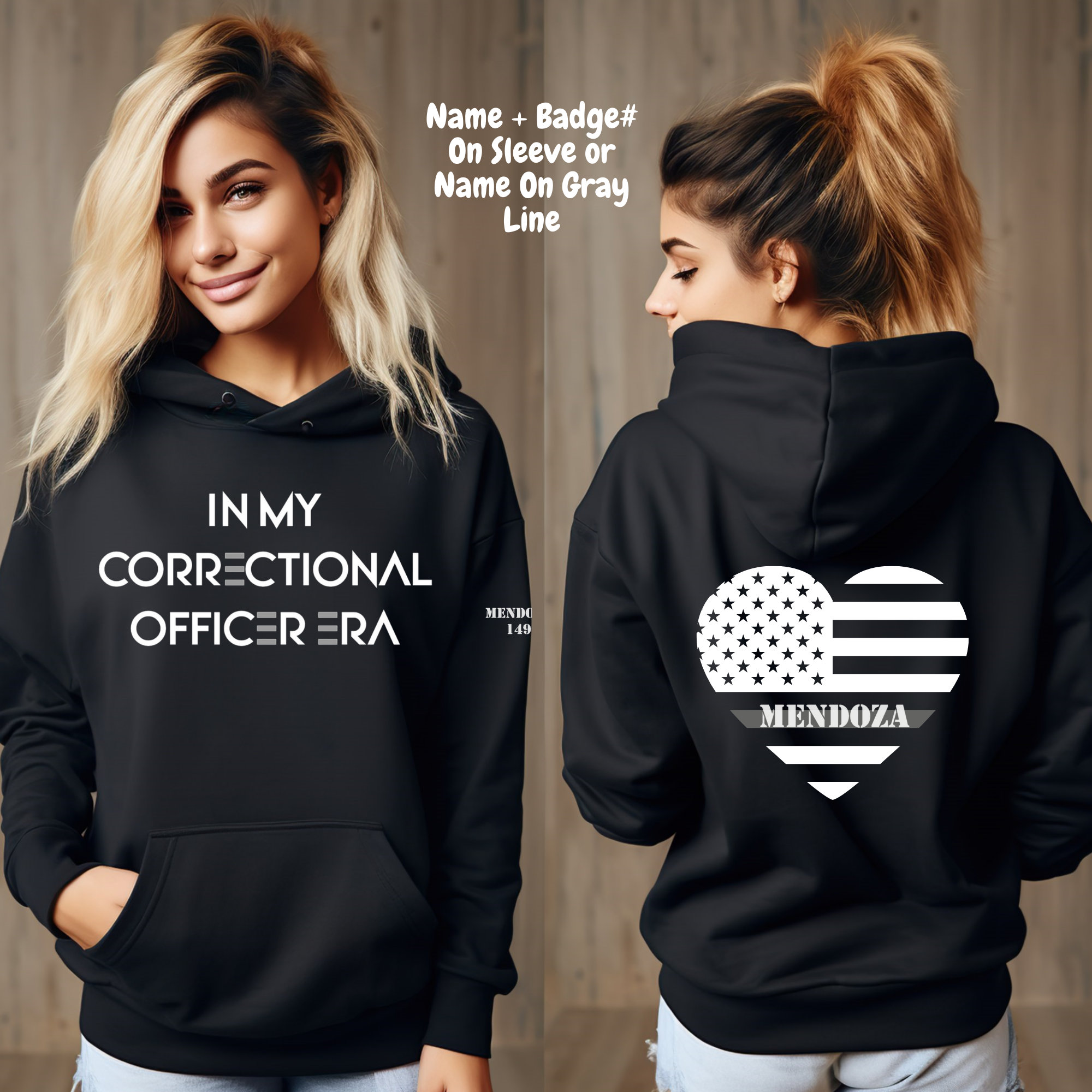 Correctional Officer Era Heart Flag Sweatshirt, Corrections Officer ...