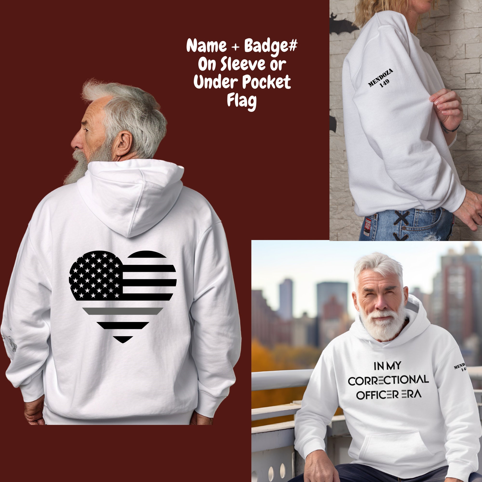 Correctional Officer Era Heart Flag Sweatshirt, Corrections Officer ...