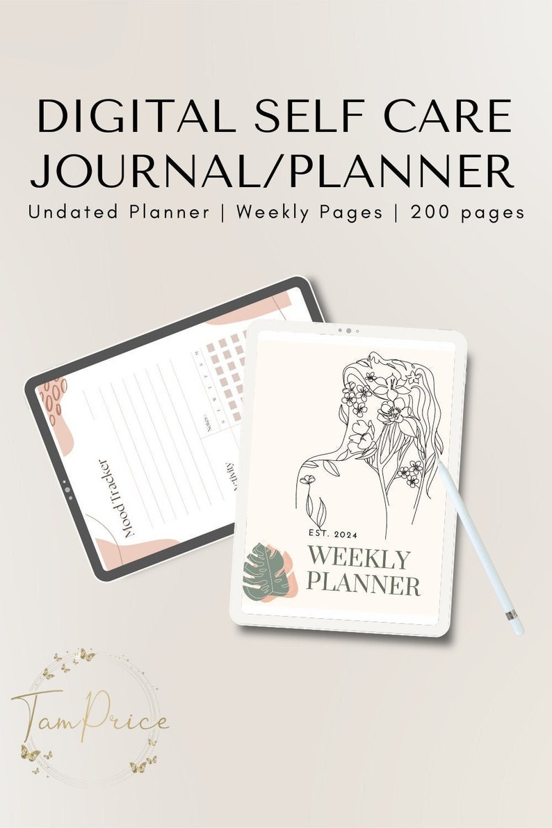 Digital Self Care Planner | Undated Monthly, Weekly, & Daily Planner ...