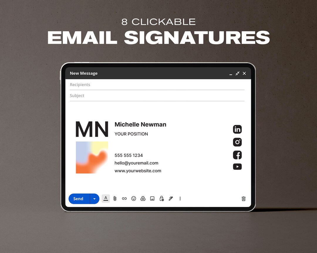 Email Signature With Photo and Initials Email Signature for - Etsy