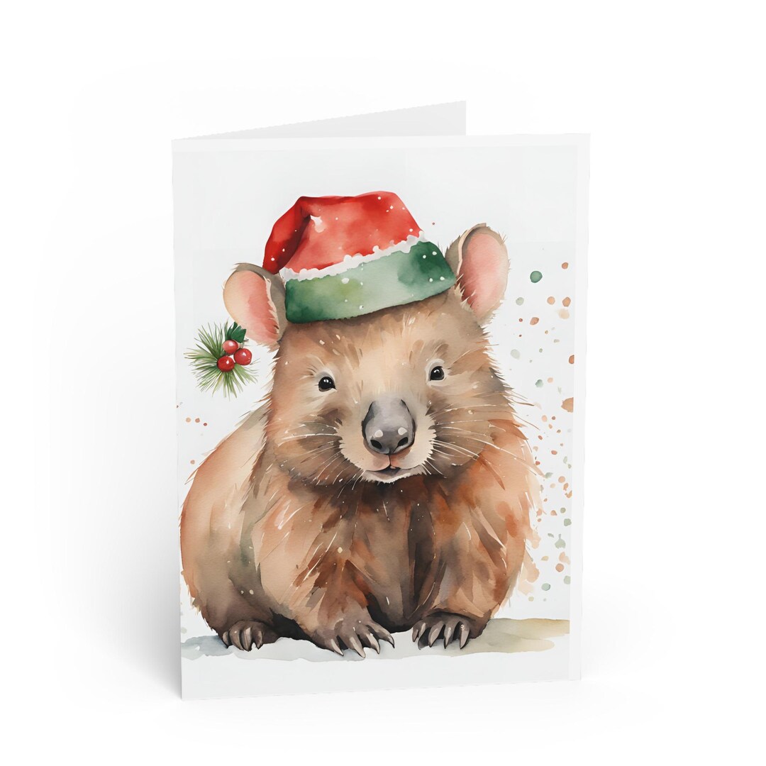 Wombat Christmas Card - Ships From Australia - Etsy Australia