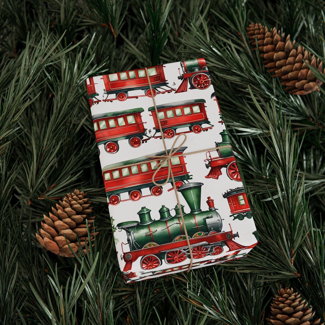 Vintage Christmas Trains Wrapping Paper - Etsy