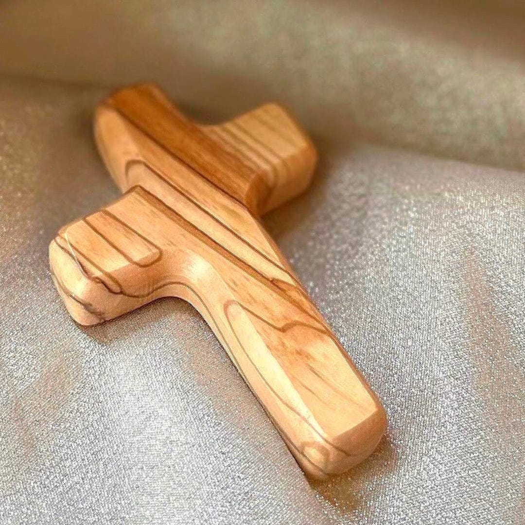 Olive Wood Comfort Cross, Handmade in the Holy Land, Bethlehem ...
