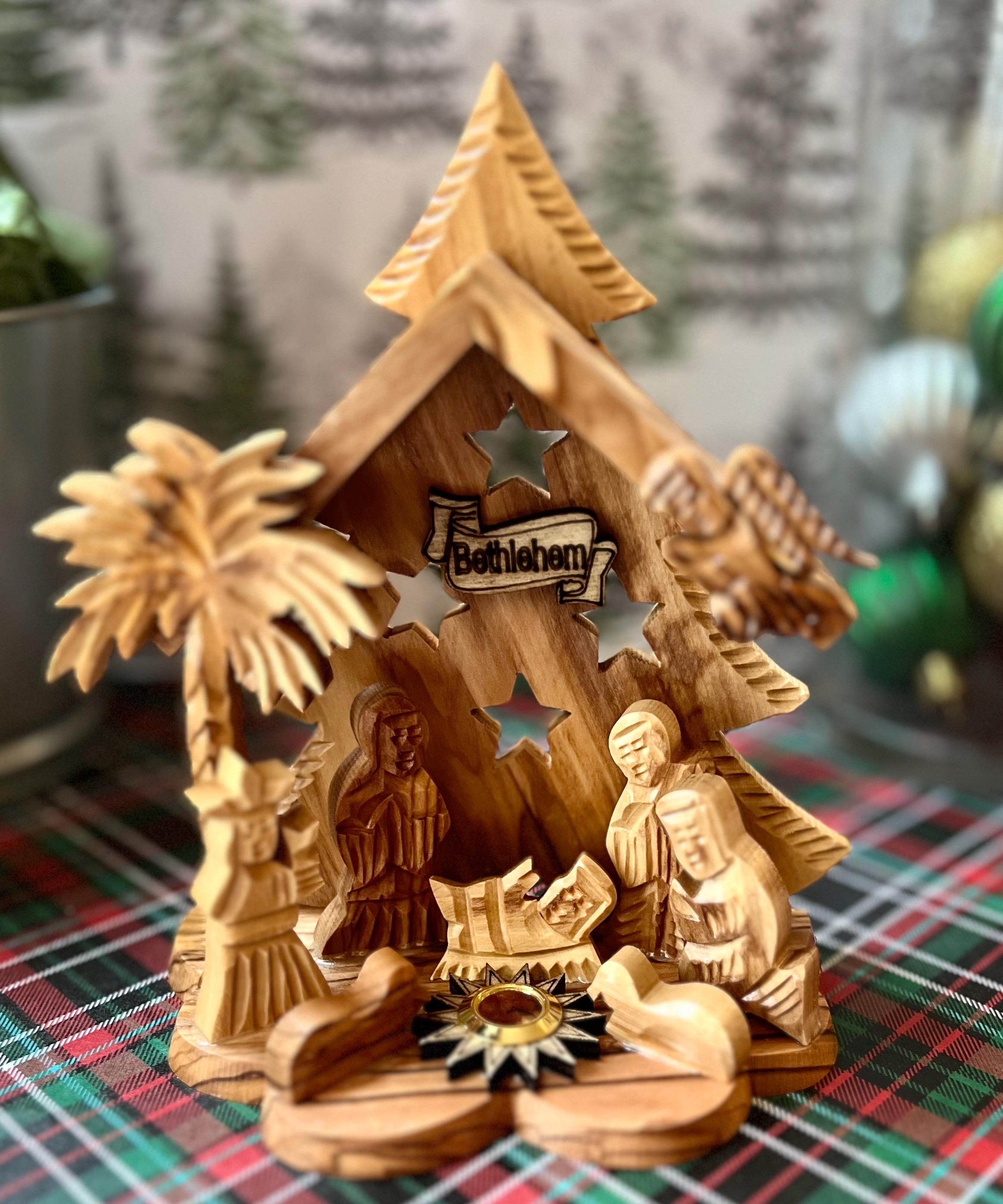 Olive Wood Nativity Set: Handcrafted Bethlehem Christmas Decor - Etsy
