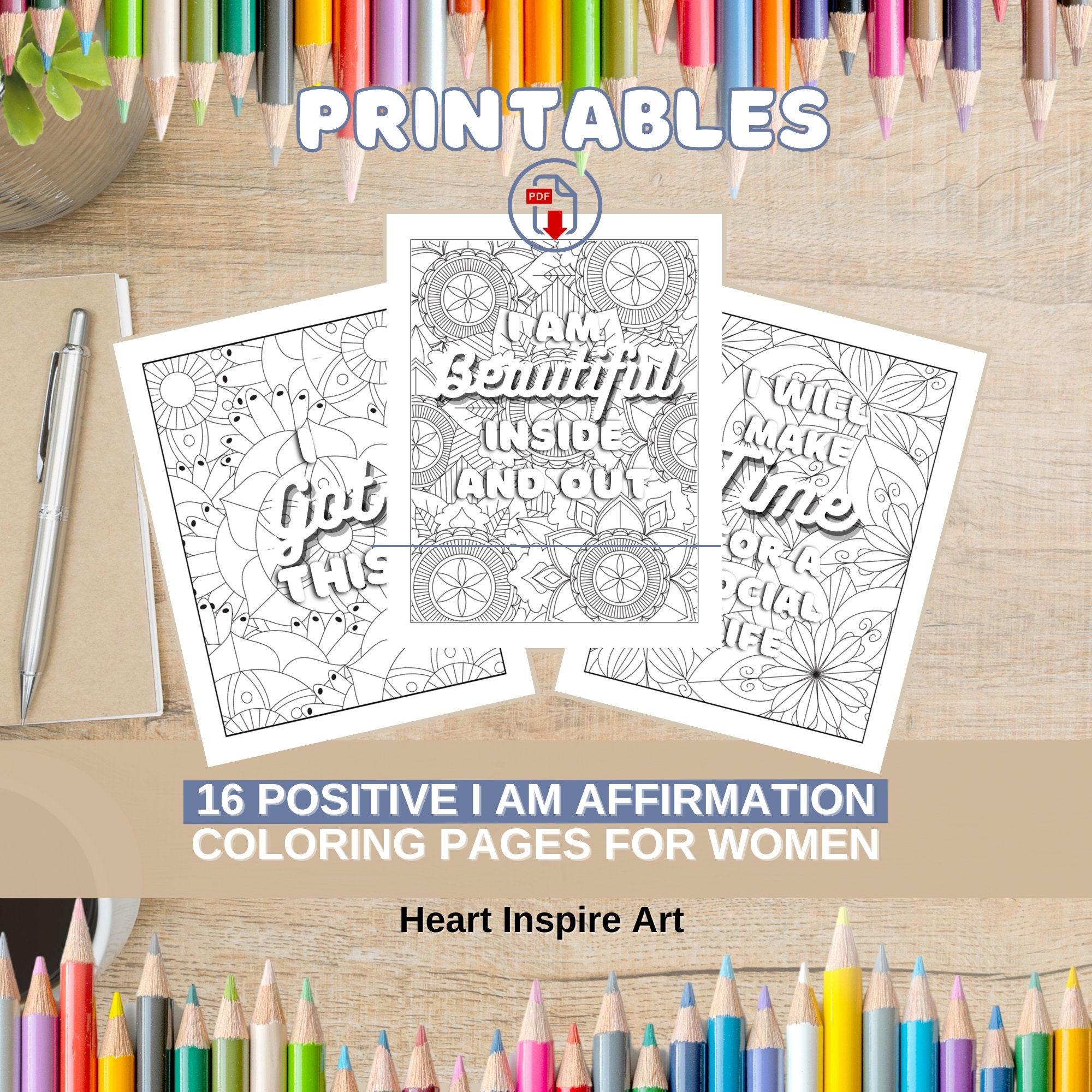 I AM Affirmations Coloring Pages for Women PRINTABLES - Etsy