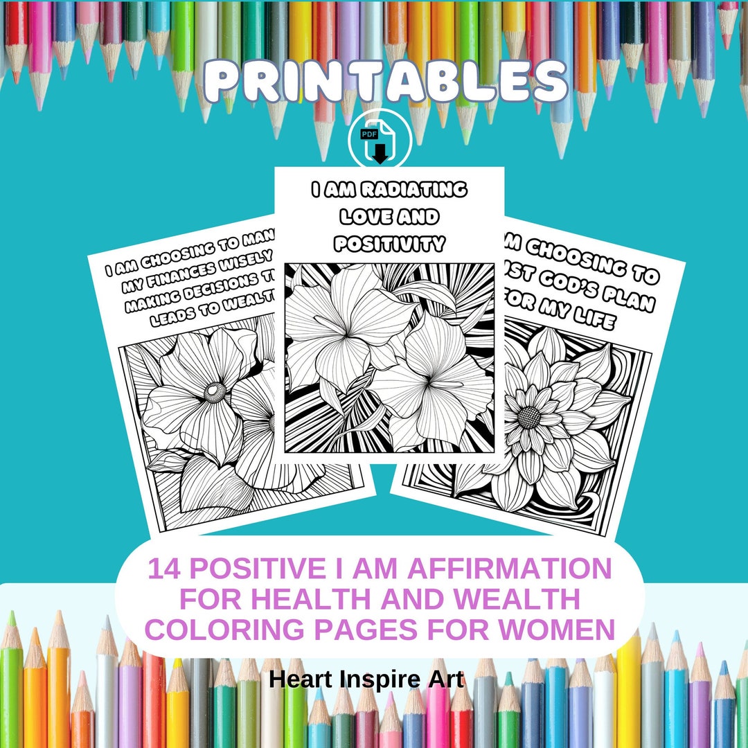 I AM Affirmations Coloring Pages for Health, Wealth, Relational, and ...