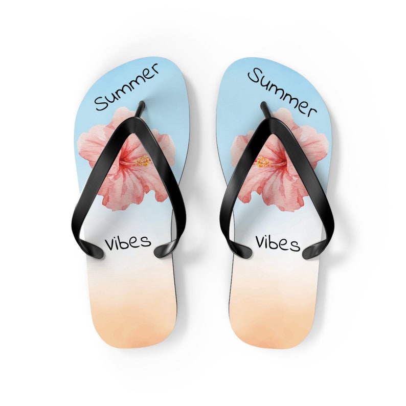 Summer Vibes Pink FLOWER Flip Flops Summer Slip Ons Comfortable Slip ...