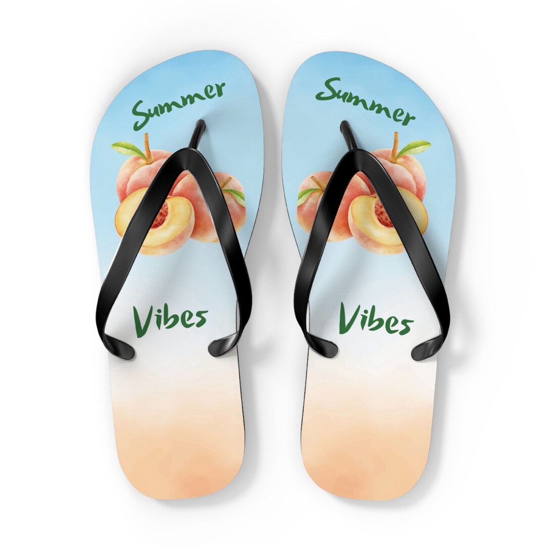Summer Vibes Peaches Flip Flops Summer Slip Ons Comfortable Slip-ons ...