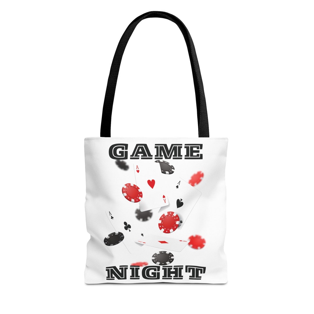 Game Night Tote Bag Polyester Retro Game Night Theme With Floating Aces ...