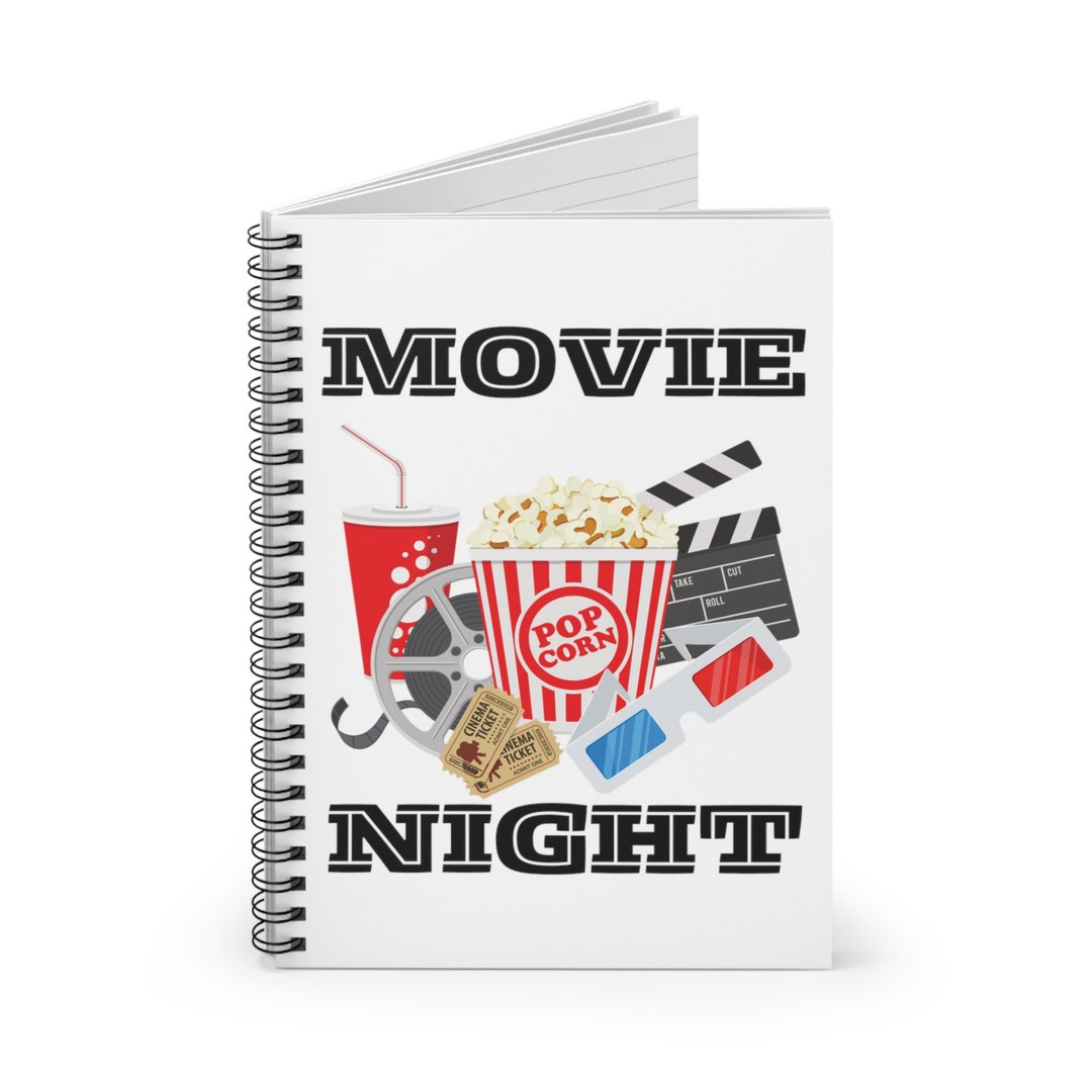 Movie Night Spiral Notebook Ruled Line Retro Themed Spiral Notebook ...