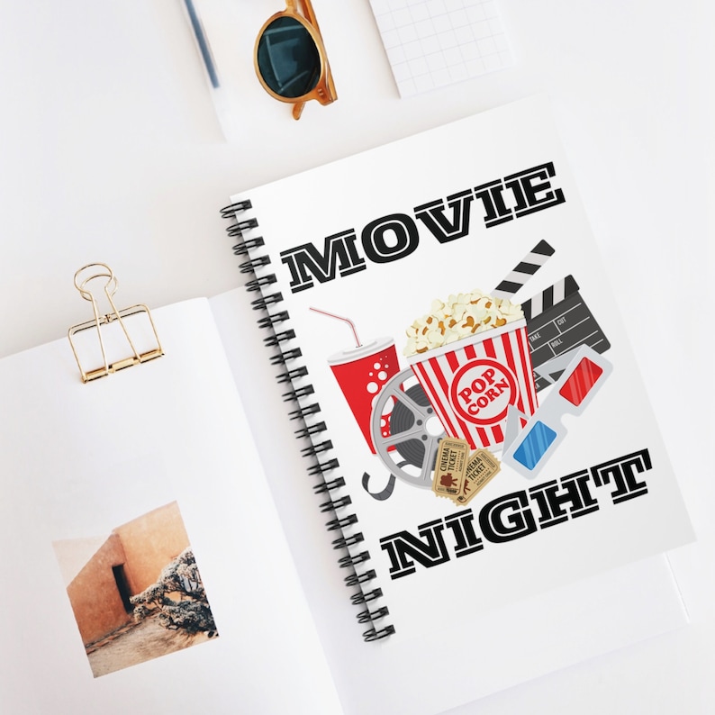 Movie Night Spiral Notebook Ruled Line Retro Themed Spiral Notebook ...