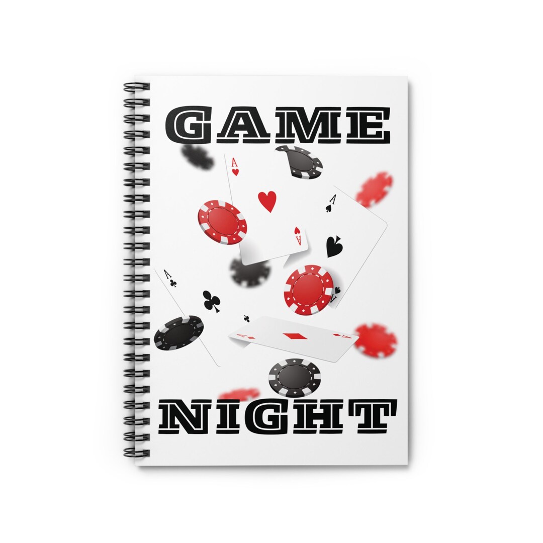 Game Night Spiral Ruled Notebook Retro Game Night Theme Floating Aces ...