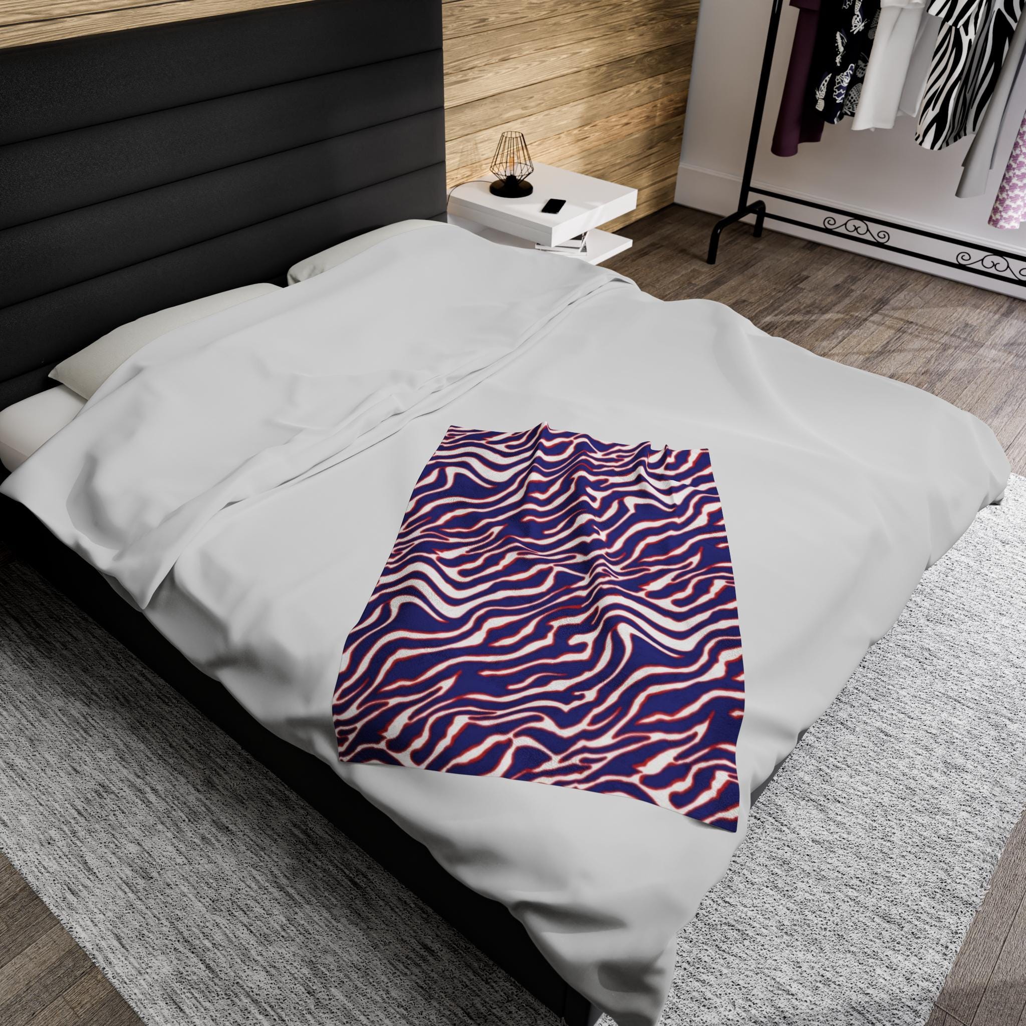 Velveteen Zebra Print Buffalo Football Colors Plush Blanket Cozy and ...