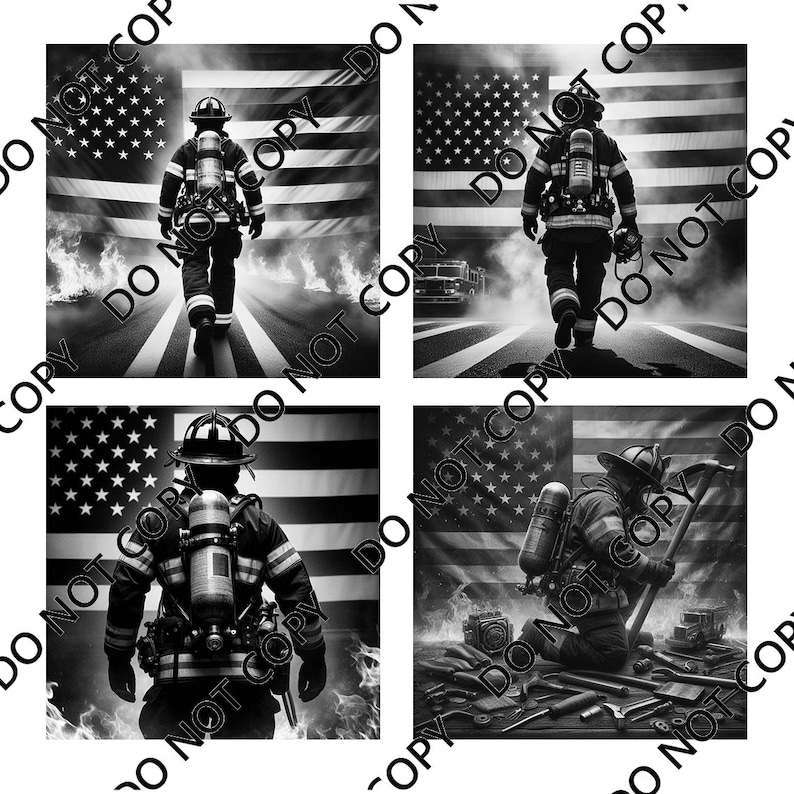 Firefighter With American Flag (4 Images) PNG Laser File With Converted ...