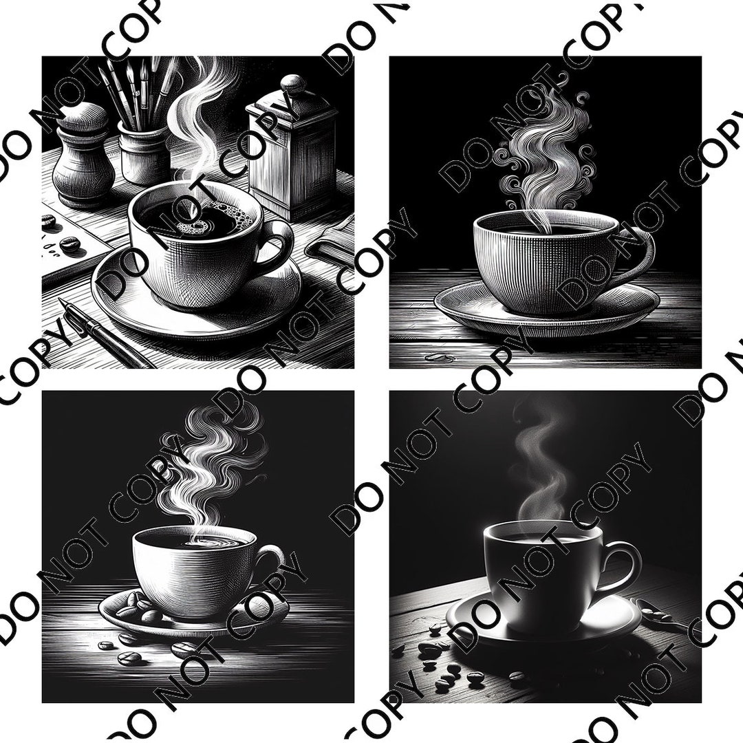Coffee Cups (4 Images) PNG Laser File With Converted Files for Slate ...