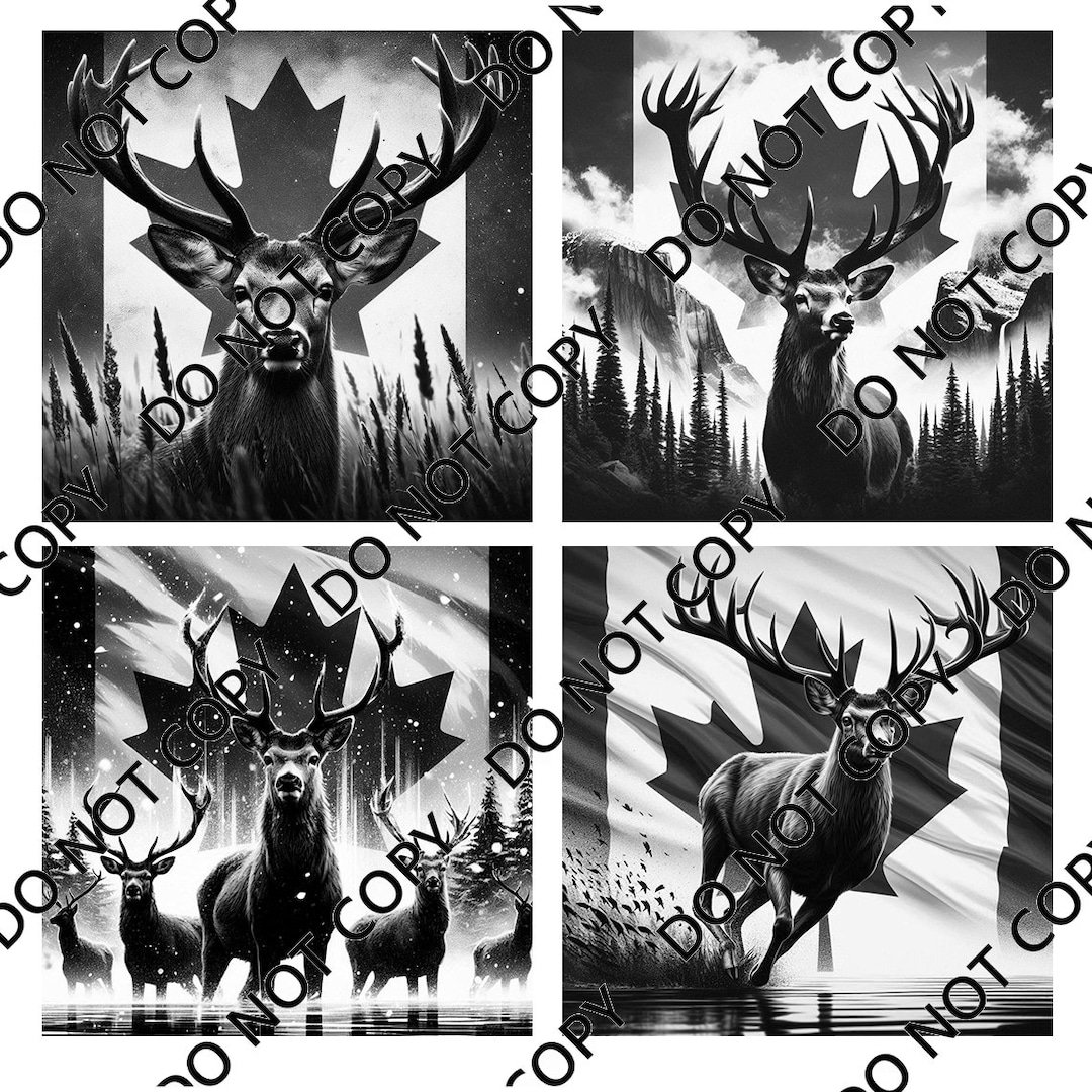 Deer With Canadian Flag (4 Images) PNG Laser File With Converted Files ...
