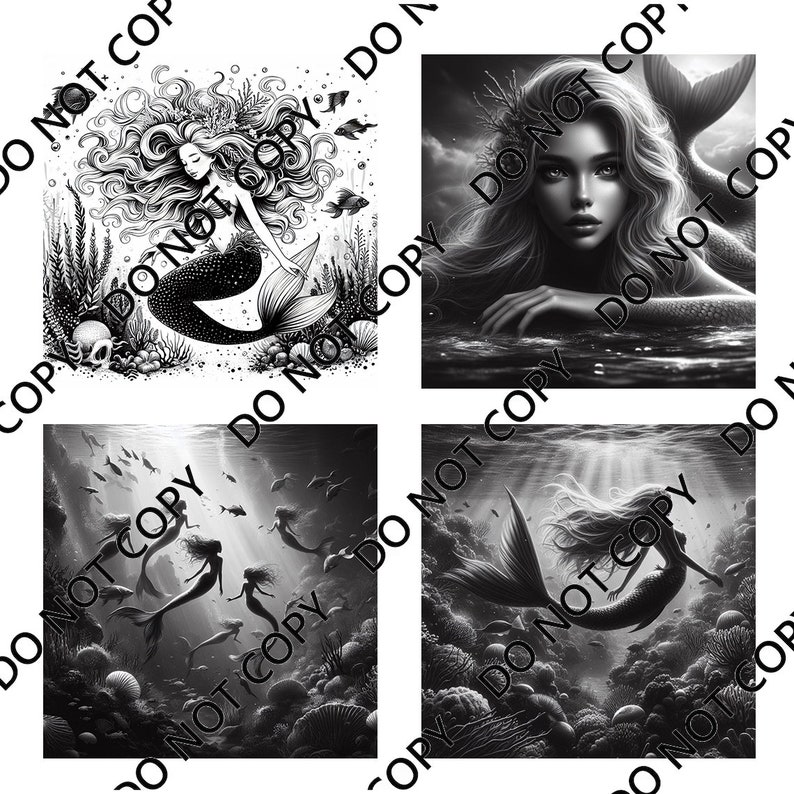 Mermaid (4 Images) PNG Laser File With Converted Files for Slate ...
