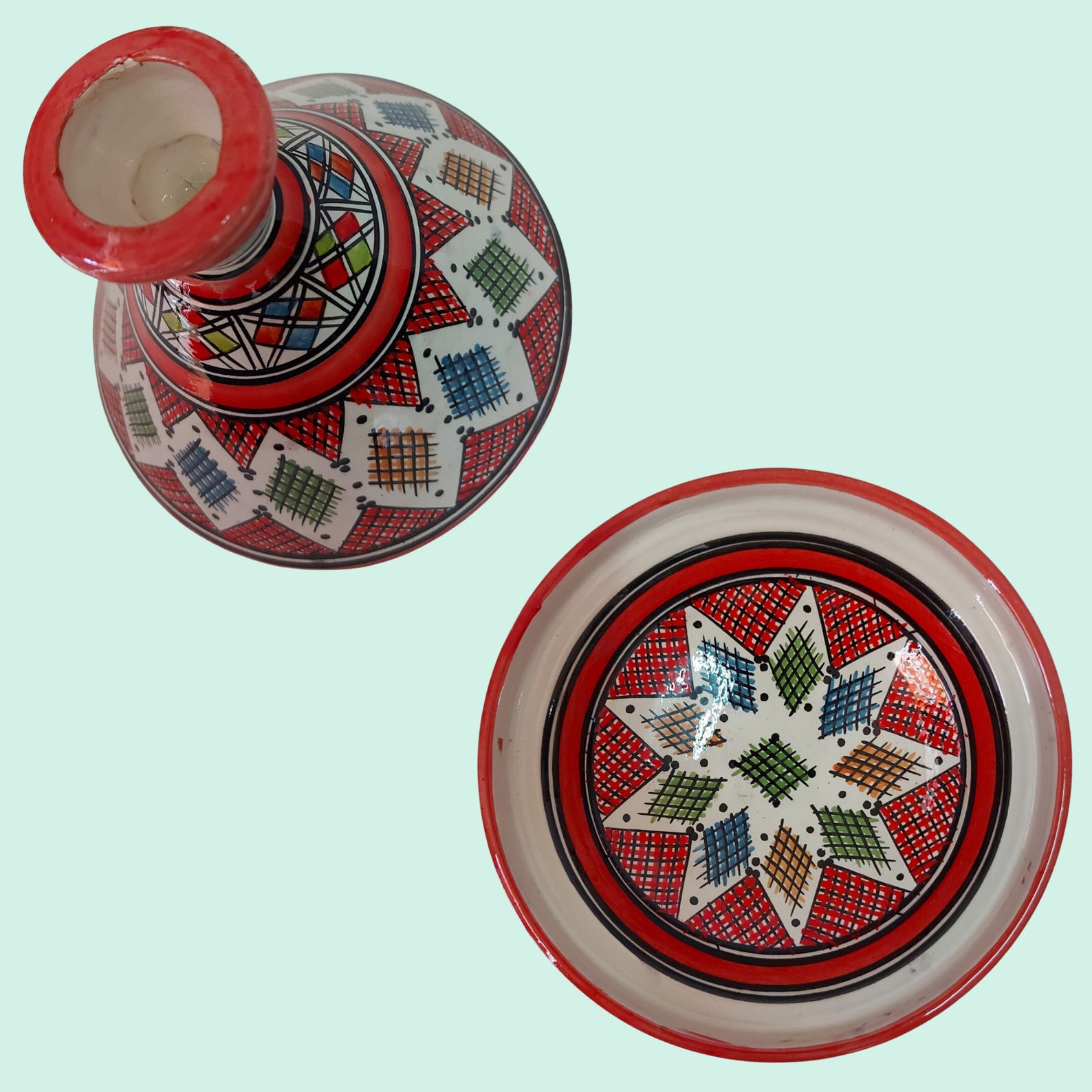 Handmade Red Tagine - Hand Painted Tagine - Pottery Kitchenware ...