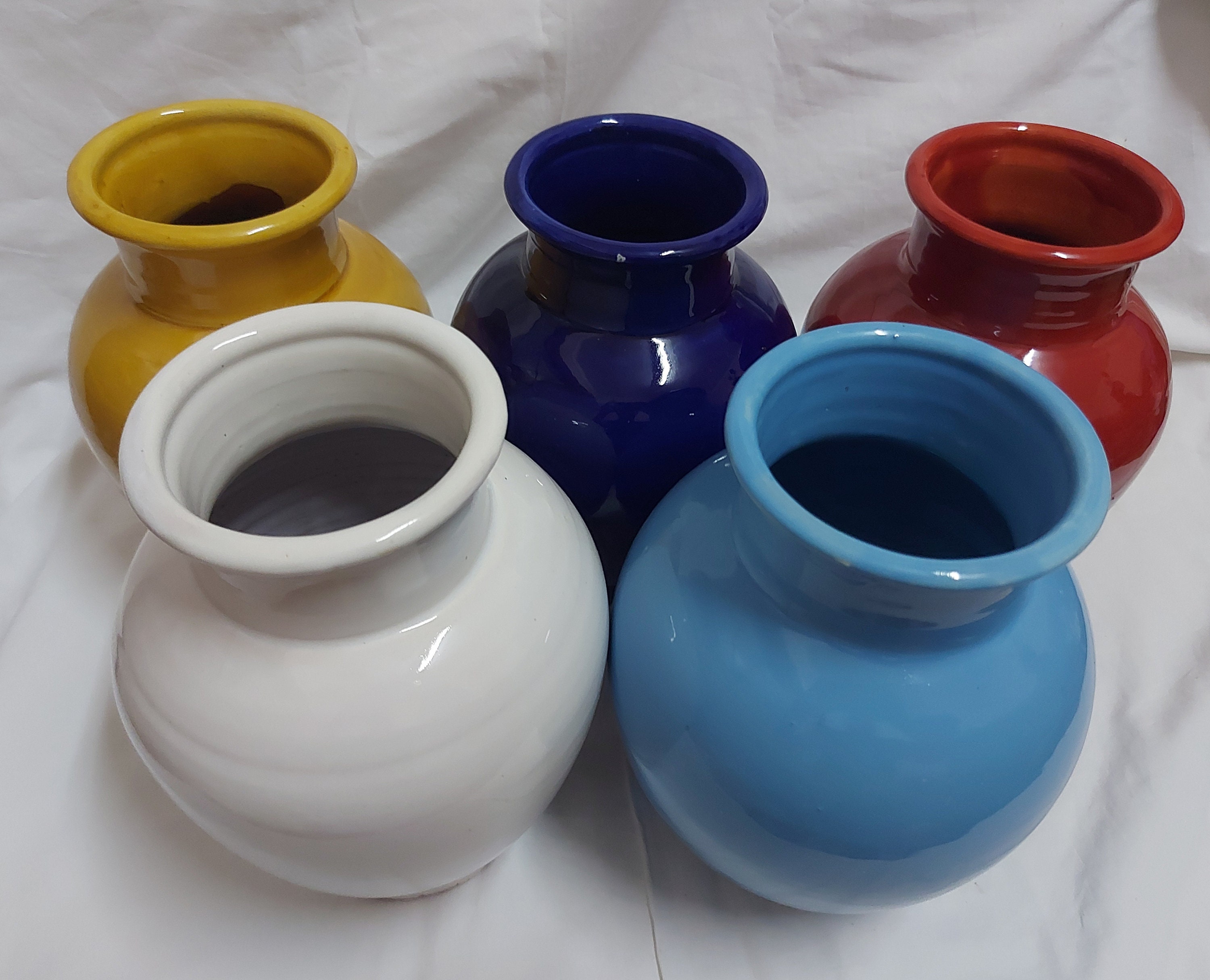 Handmade and Hand Painted Vase - Pottery Clay Ceramic Vase - Indoor ...
