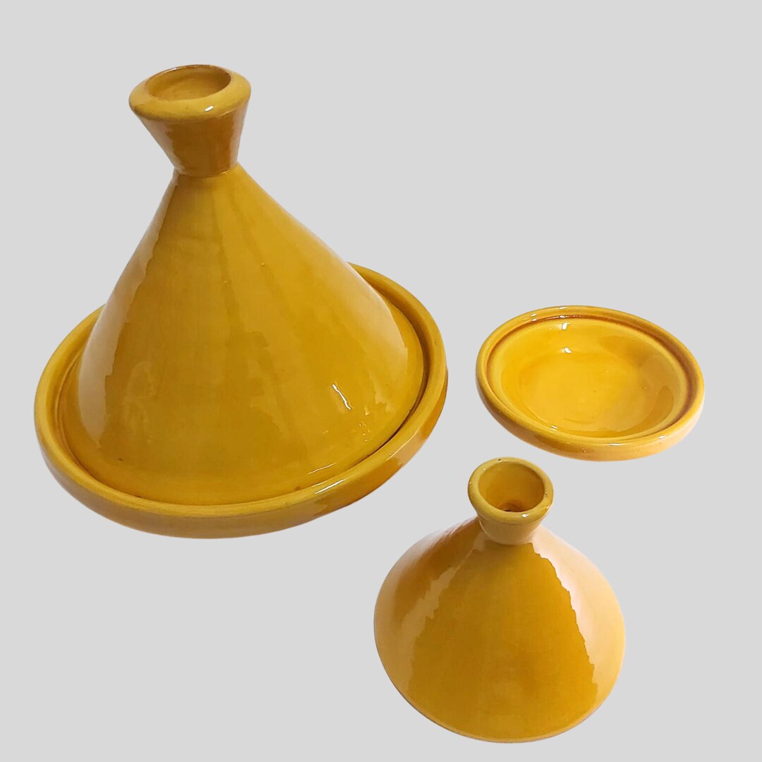 Yellow Pottery Tagine Handmade and Hand Painted Tagine - Etsy